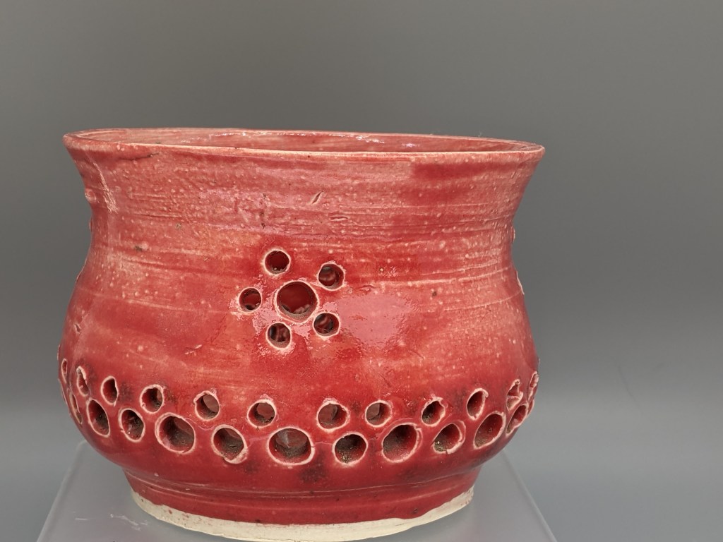 Red Candle Holder - Sandy Acre Pottery